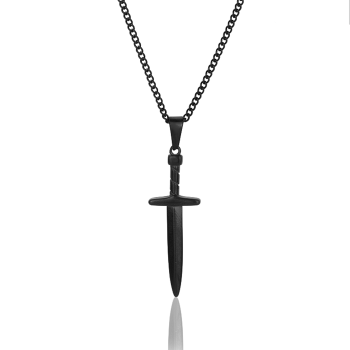 Dagger Pendant (Black) | Chain Included | Metzi