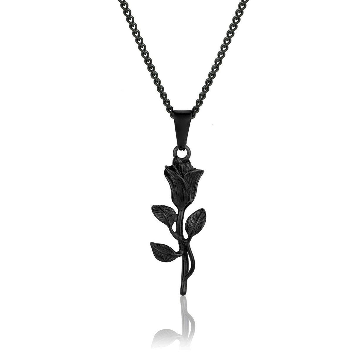 Rose Pendant (Black) | Chain Included | Metzi